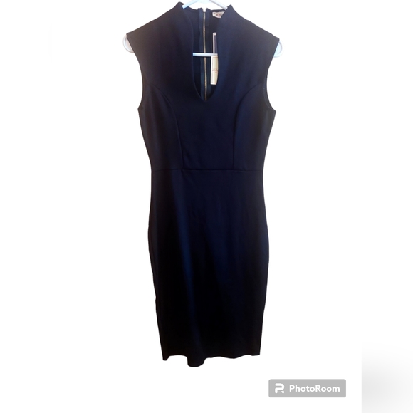 Dresses | Lbd Fitted Gold Back Zipper Midi | Poshmark